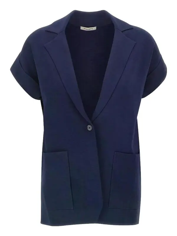 KANGRA Short-sleeve Knitted Blazer - Blue