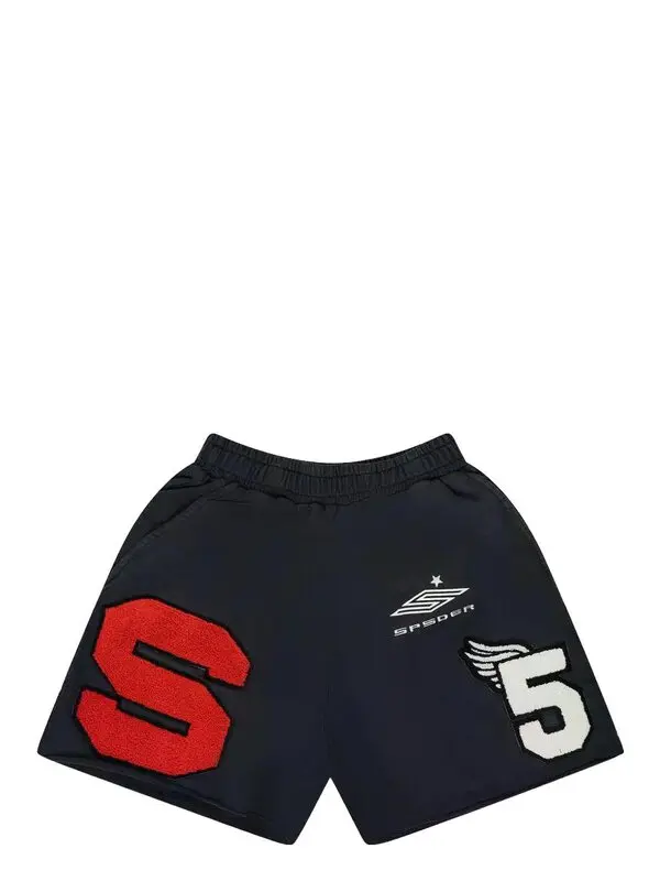 SP5DER Logo-patch Track Shorts - Black