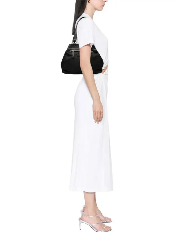 Prada Vitello Trimmed Tessuto Tote Bag - Black