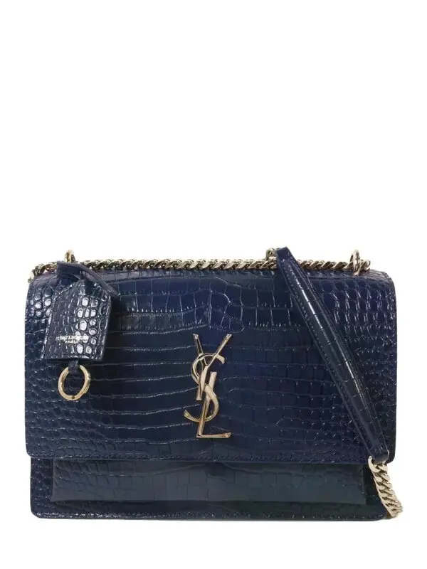 Saint Laurent Sunset Crocodile-effect Shoulder Bag - Blue