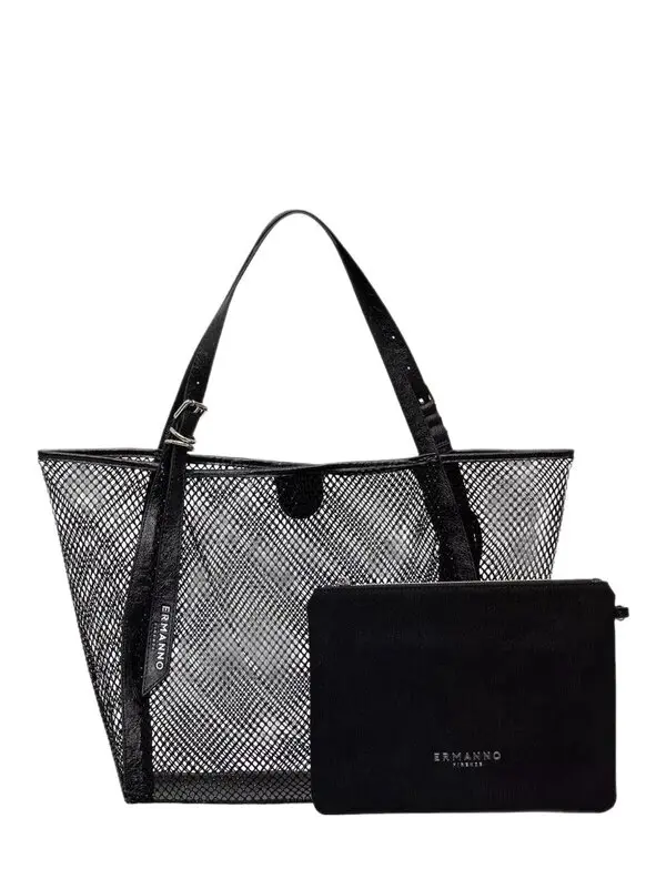 ERMANNO FIRENZE Mesh Logo-tag Tote Bag - Black