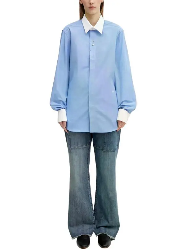 WALES BONNER Portrait Long-sleeve Shirt - Blue
