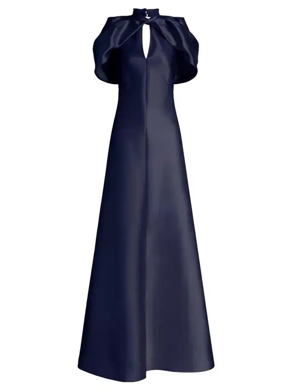 Alberta Ferretti Keyhole Puff-sleeve Maxi Dress - Blue