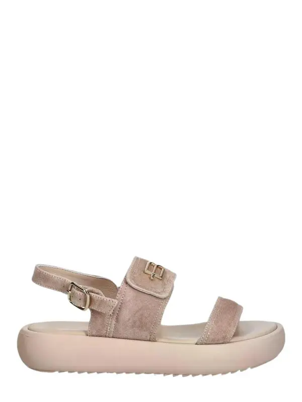 BALDININI Logo-plaque Touch-strap Suede Sandals - Neutrals