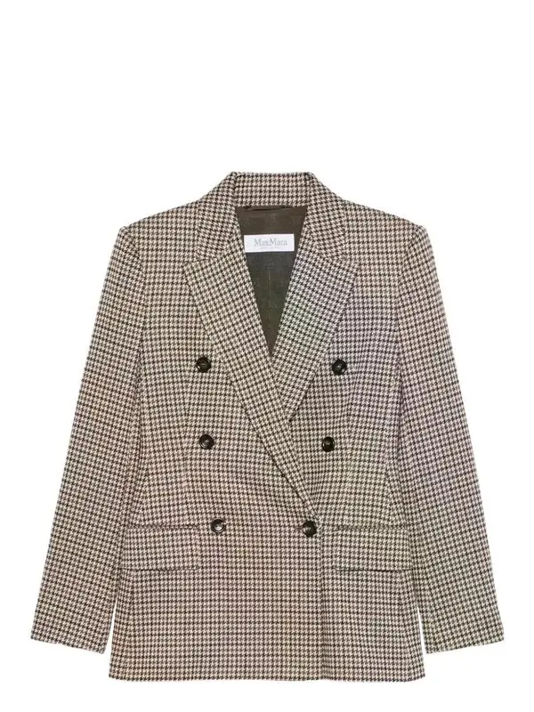 Max Mara Houndstooth Double-breasted Jacket - Black