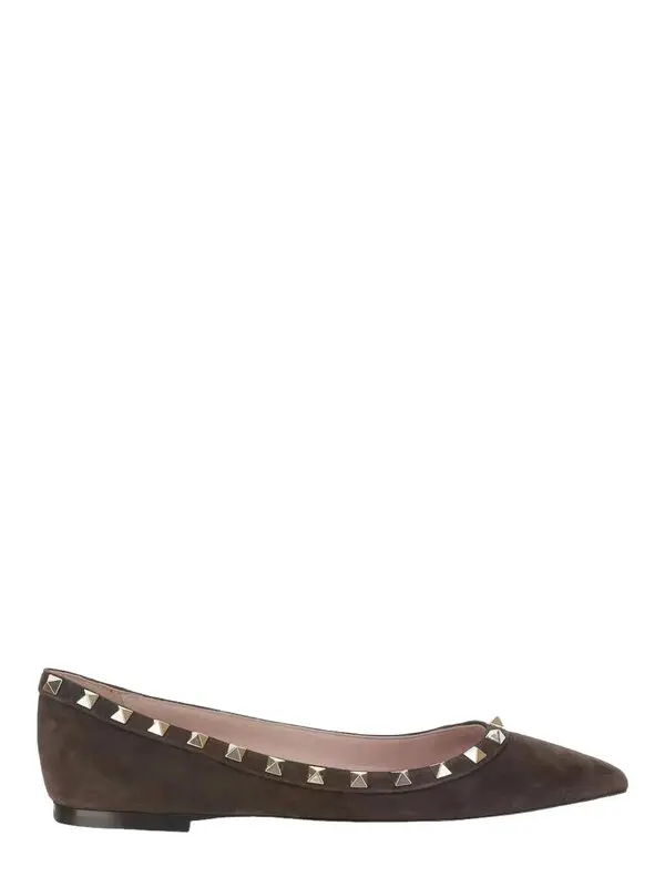 Valentino Garavani Rockstud Pointed-toe Ballet Flats - Brown