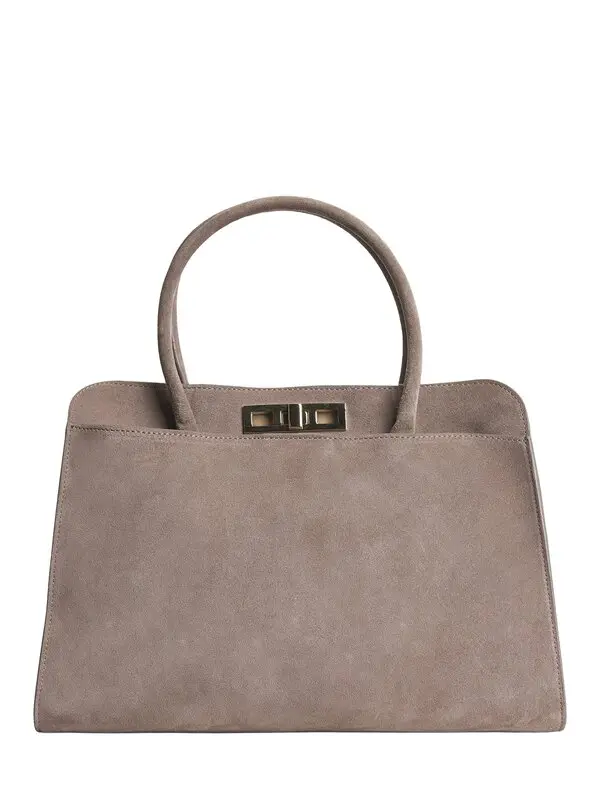 Fabiana Filippi Large Suede Josephine Top-handle Bag - Beige