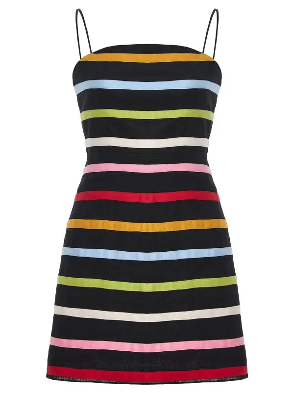 CALA DE LA CRUZ Roma Striped Linen Mini Dress - Multi