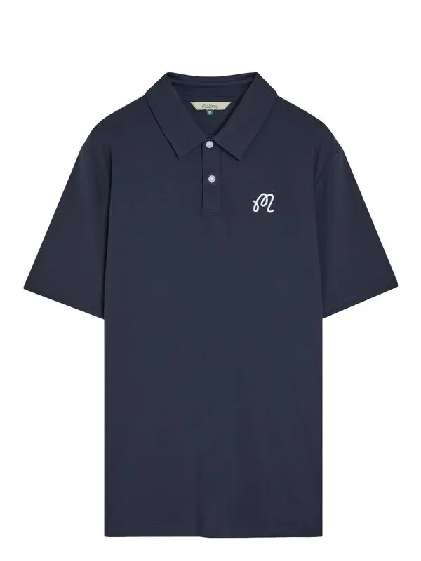 MALBON Fairway Logo-embroidered Piqué Jersey Polo Shirt - Navy