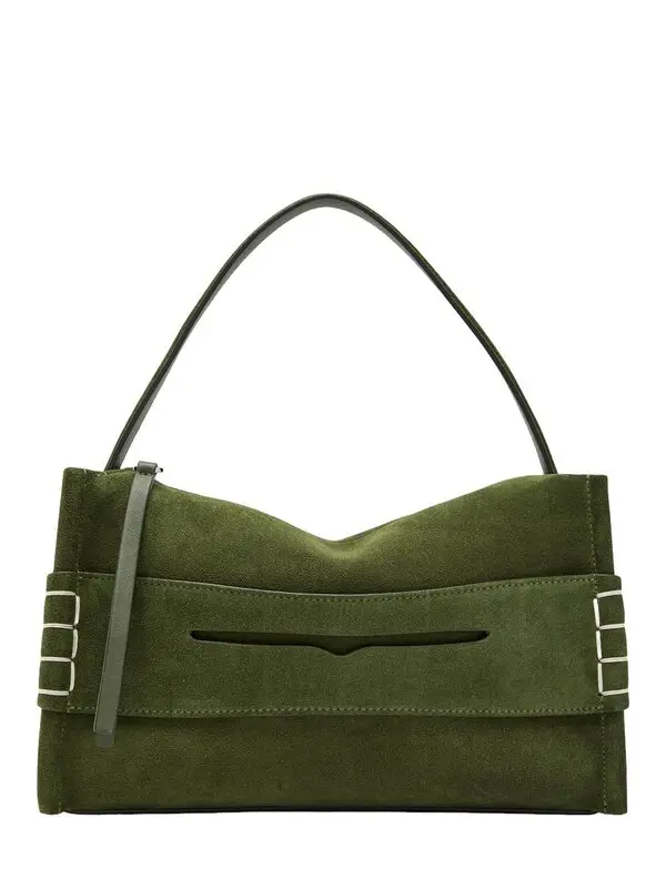 JW Anderson Suede Loafer Shoulder Bag With Whipstitching - Khaki