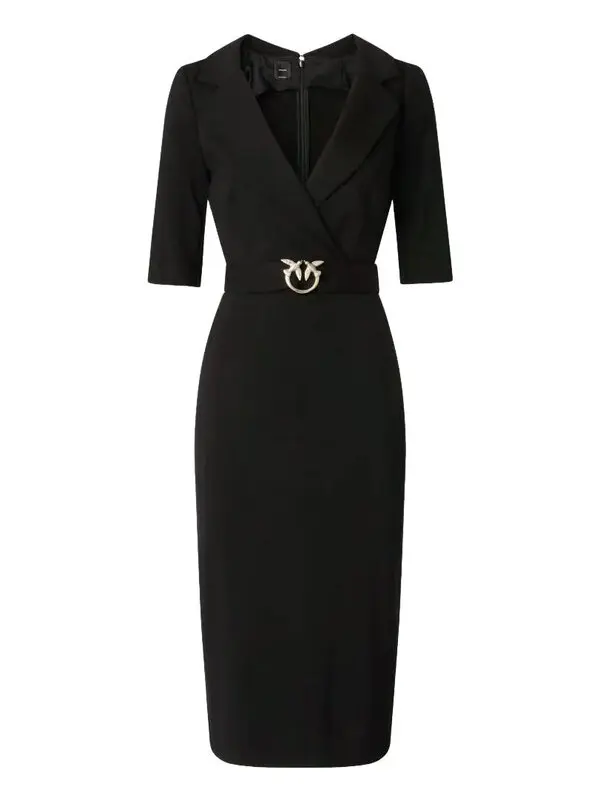 Pinko V-neck Midi Dress - Black