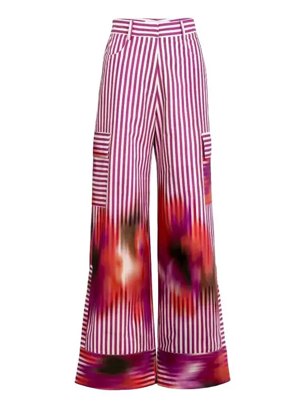 Silvia Tcherassi Vertical Stripe Print Cargo Pants - Pink
