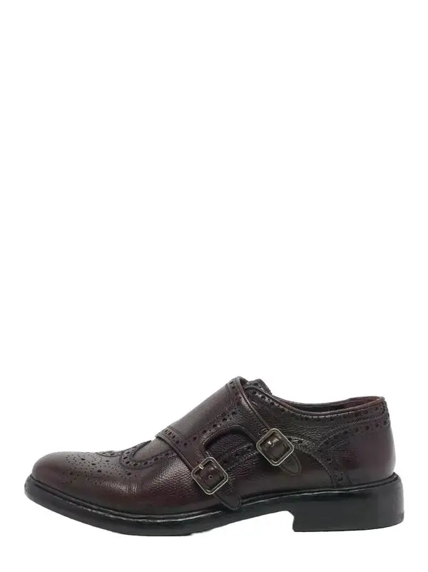 Burberry Double Monk Strap Shoes With Brogue Detailing - Red