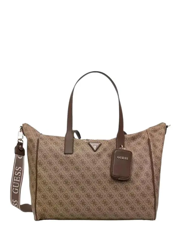 Guess Monogram Print Logo Plaque Tote Bag - Neutrals
