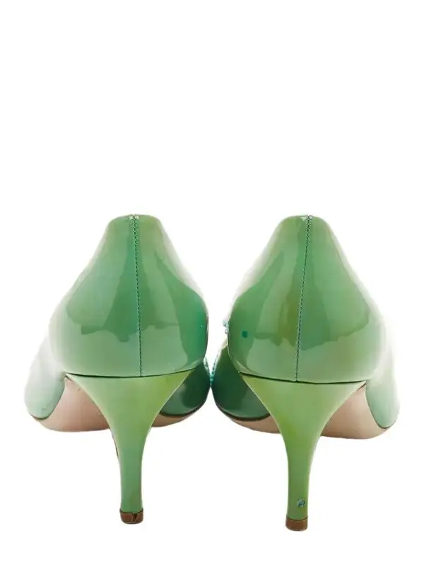 FERRAGAMO Vara Bow Peep Toe Pumps - Green