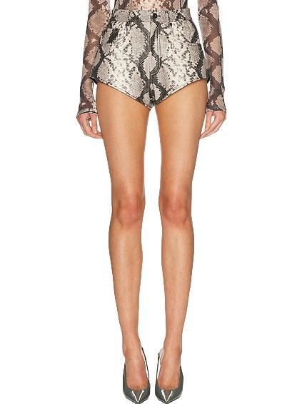 Lapointe Faux Stretch Python Mini Short - Python Print