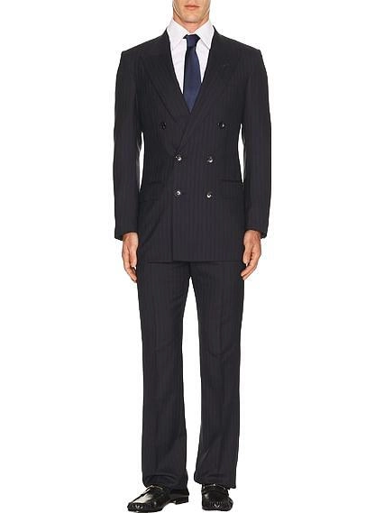 TOM FORD Clear Cut Herringbone Stripe Suit - Navy