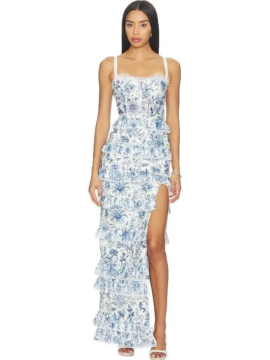 V. CHAPMAN Cassia Maxi Dress - Blue
