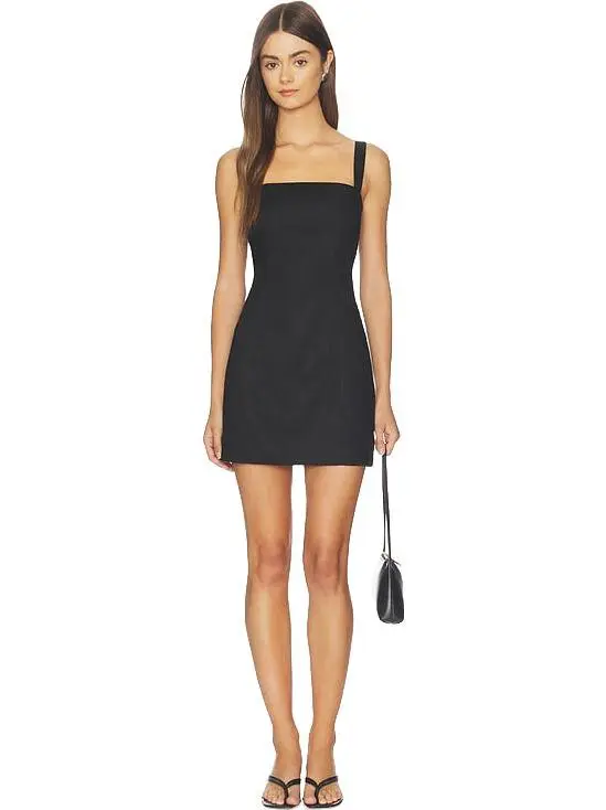 Good American The Structured Linen Mini Dress - Black