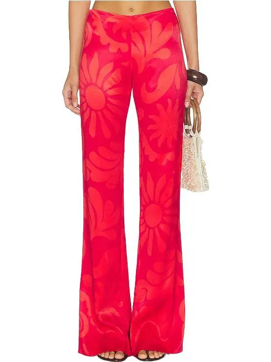 CALA DE LA CRUZ Printed Wide Leg Trousers - Red