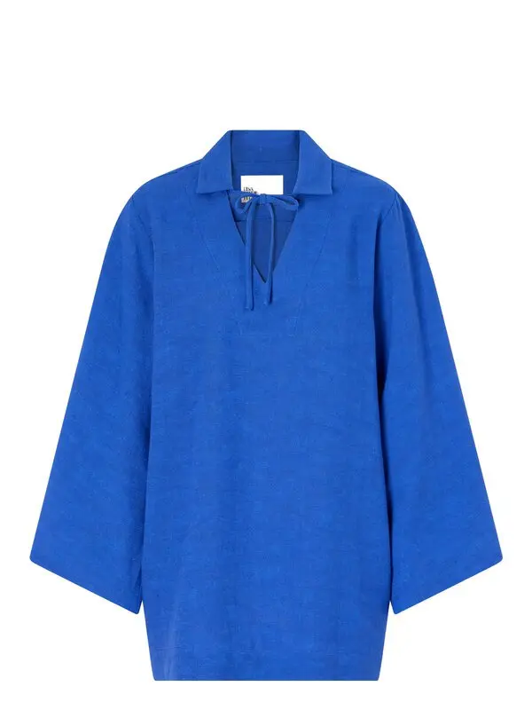 Lisa Marie Fernandez Tie-detailed Woven Tunic - Blue