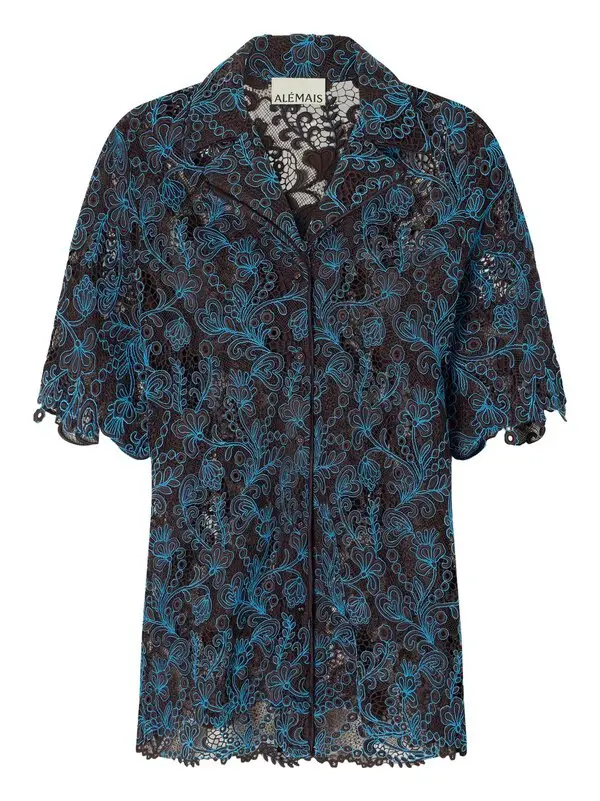 ALEMAIS Francine Guipure Lace Shirt - Brown