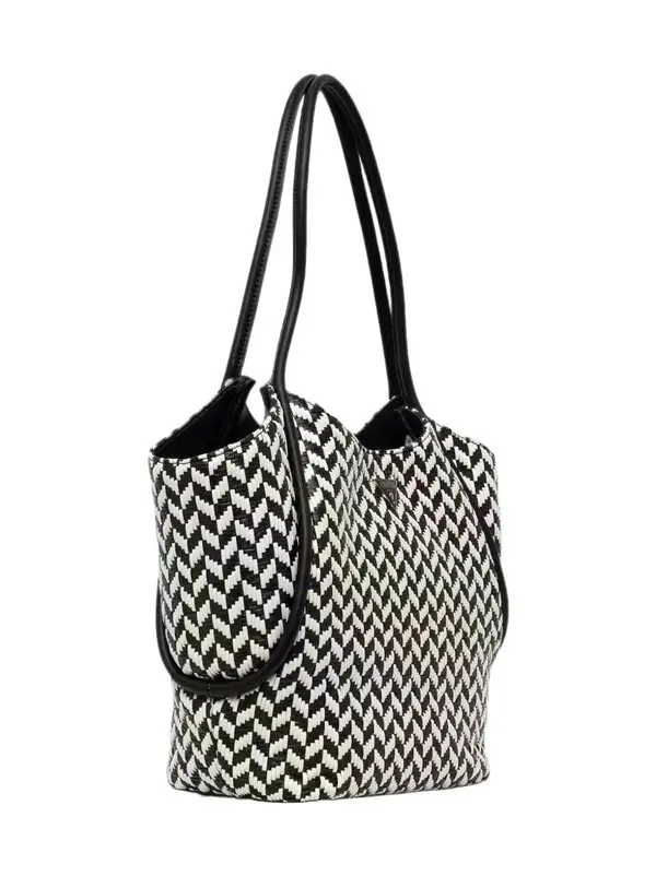 Guess Tessi Chevron-weave Pouch-detail Tote Bag - Black