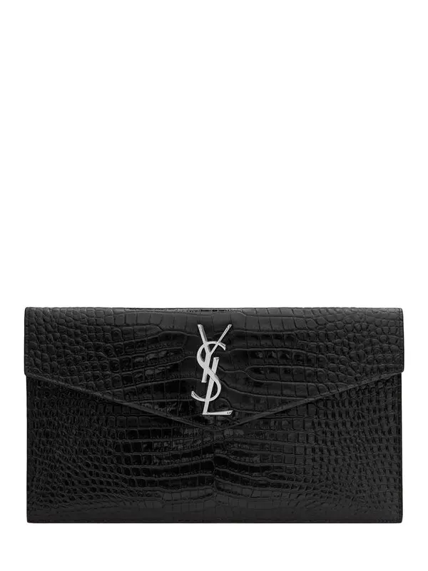 Saint Laurent Leather Uptown Clutch Bag - Black