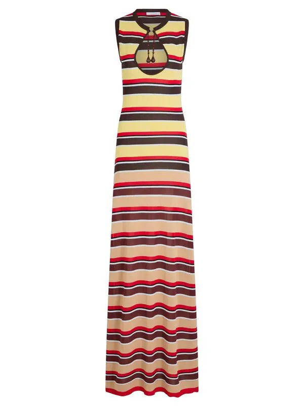 Rabanne Sleeveless Striped Keyhole Maxi Dress - Multi