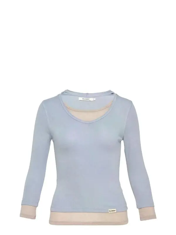 GLOWNY Layered Design Hoodie - Blue