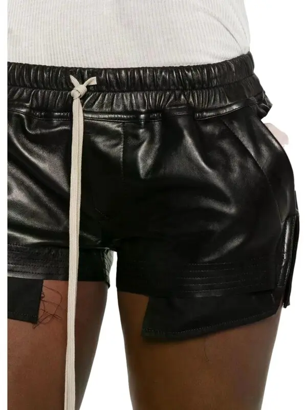 Rick Owens Fog Leather Shorts - Black