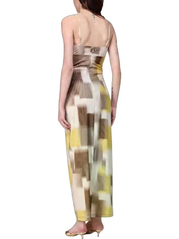Emporio Armani Abstract Print Tulle Maxi Dress - Neutrals