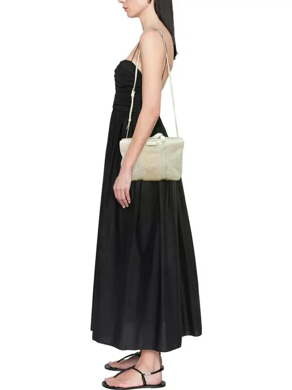 Balenciaga Shearling And Leather East West Shopper Tote - White