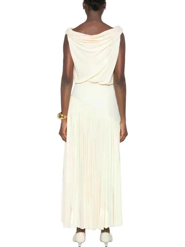 ABADIA Gwen Pleated Off-shoulder Midi Dress - Neutrals