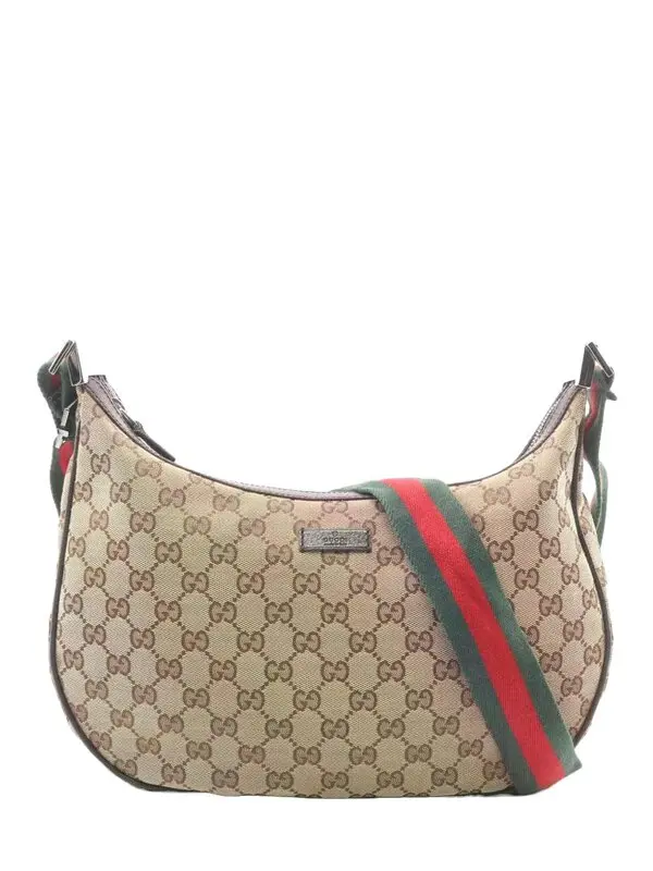 Gucci 2000s Gg Canvas Web-stripe Shoulder Bag - Neutrals