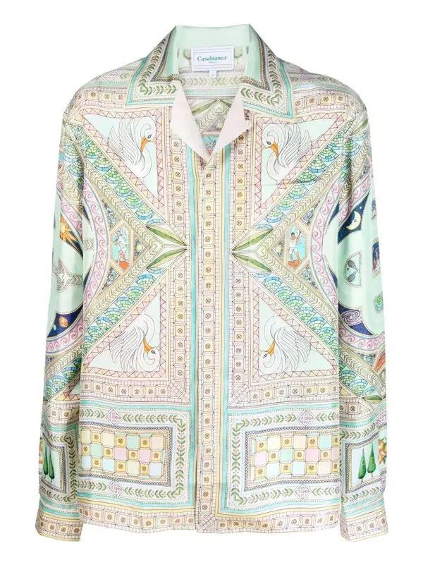 Casablanca Le Labyrinthe-print Silk Shirt - Neutrals