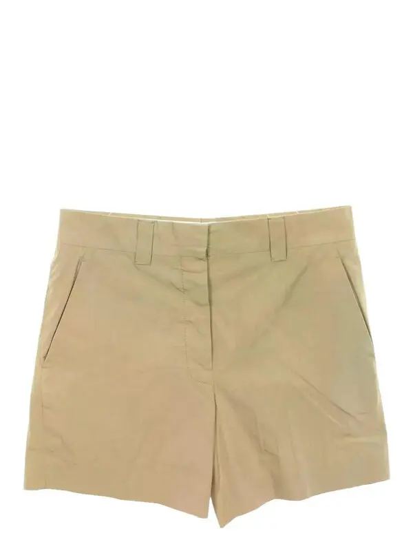 Miu Miu Beige Cotton Poplin Embroidered Logo Shorts - Neutrals