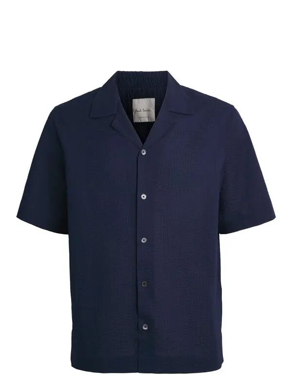 Paul Smith Cotton Seersucker Shirt - Navy
