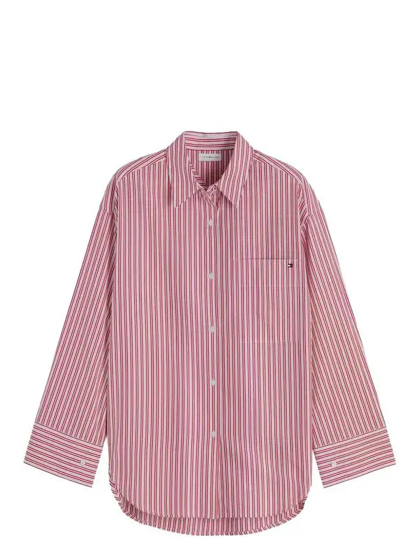 Tommy Hilfiger Vertical-stripe Shirt With Chest Pocket - Red