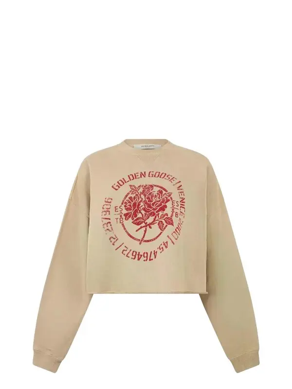 GOLDEN GOOSE Cropped Logo-print Sweater - Brown
