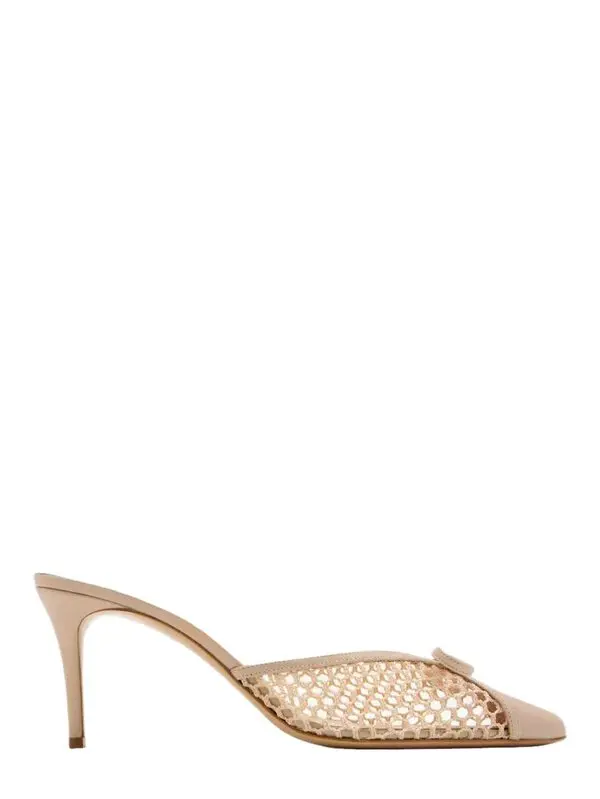ANDREA WAZEN Kris Net Bow-detail Mesh Mules - Neutrals