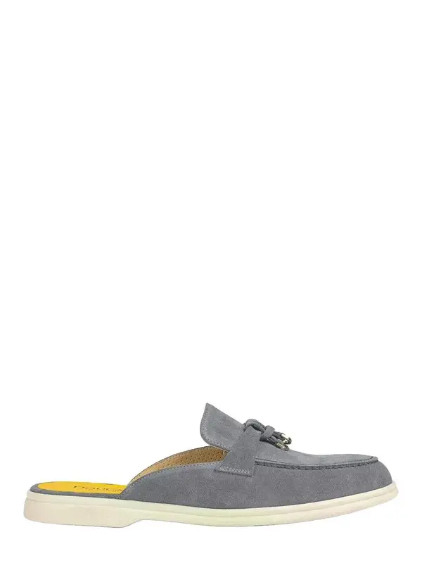 DOUCAL'S Suede Mules With Ring Embellishment - Grey