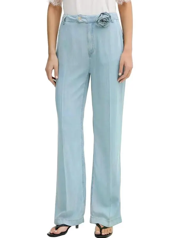 BLUGIRL Floral-applique Wide-leg Jeans - Blue