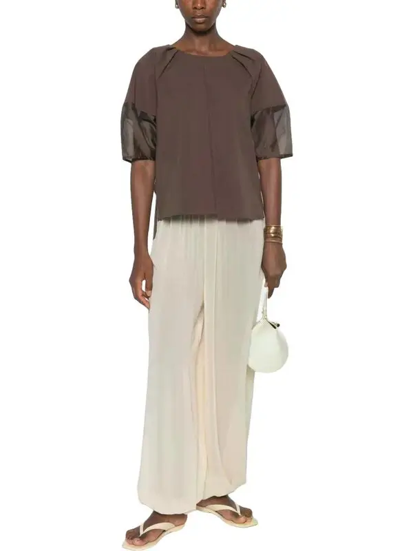 Sú Pleated-detail Blouse - Brown