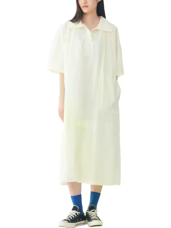 STUDIO TOMBOY Short-sleeved Collared Midi Dress - Neutrals