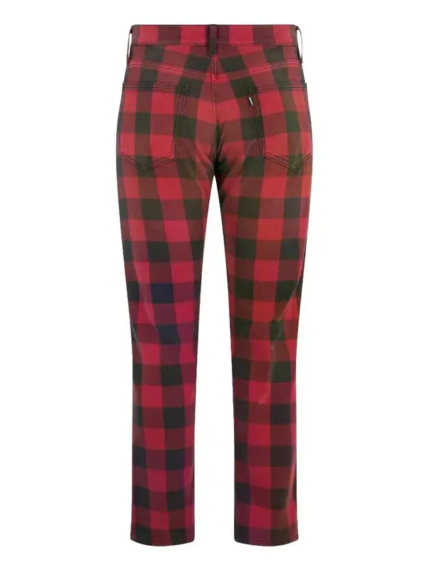 Moschino Plaid Pattern Tape Jeans - Red