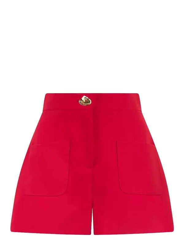 Moschino Button High Waisted Shorts - Red