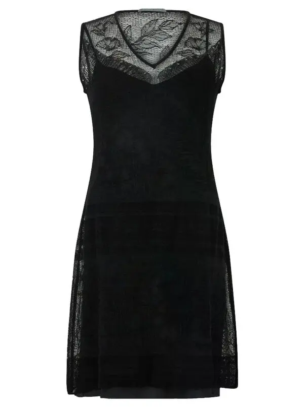 Alberta Ferretti Sleeveless Lace Mini Dress - Black