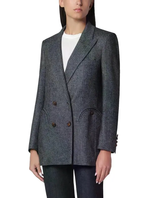 BLAZÉ MILANO Herringbone Pattern Double-breasted Blazer - Grey