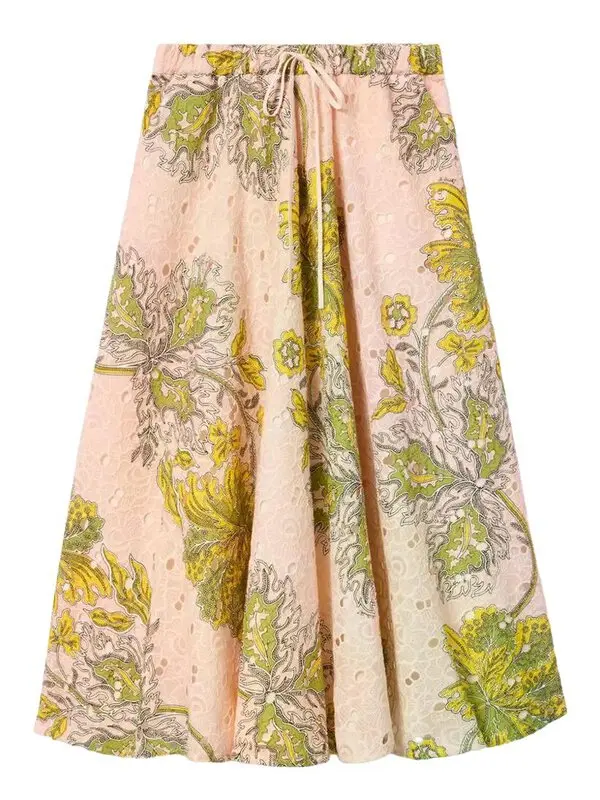 La DoubleJ Swathe Broderie-anglaise Midi Skirt - Pink